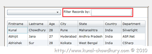 Filtering Records in Silverlight DataGrid using PagedCollectionView